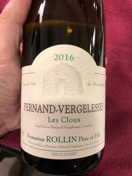 2016 Domaine Rollin Père et Fils Pernand-Vergelesses Les Cloux Blanc ...