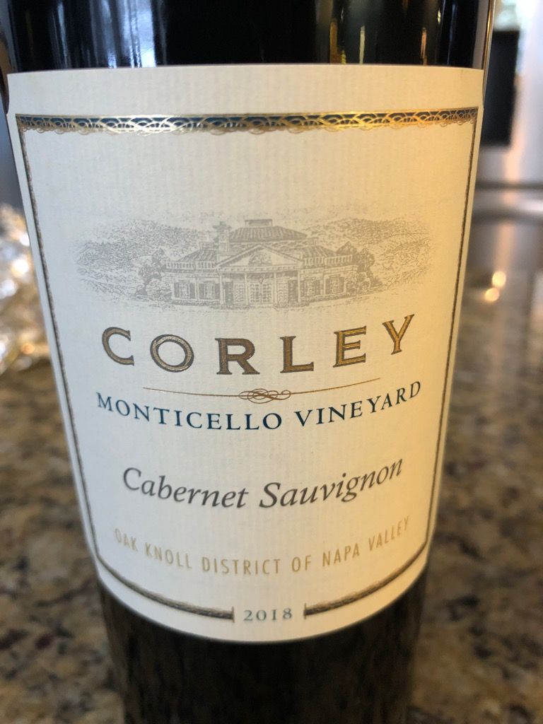 2018 Corley Family Cabernet Sauvignon Monticello Vineyard, USA ...