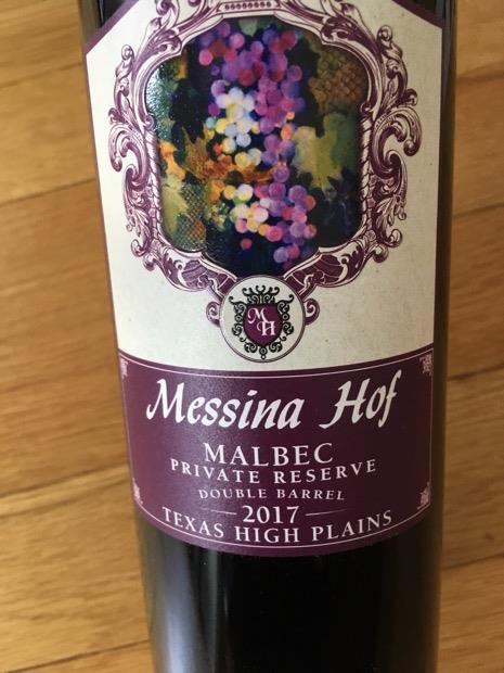 2017 Messina Hof Malbec Private Reserve Double Barrel, USA, Texas ...