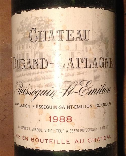 1988 Château Durand-Laplagne, France, Bordeaux, Libournais, Puisseguin ...