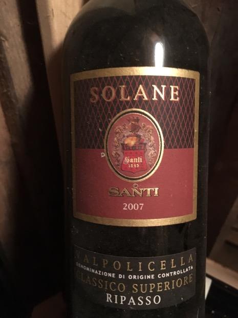 2007 Santi Ripasso della Valpolicella Classico Superiore Solane, Italy ...