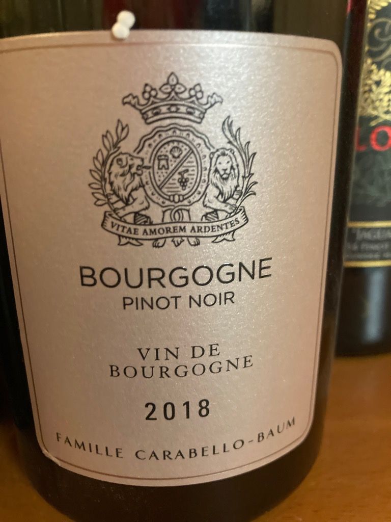2018 Famille Carabello-Baum Pinot Noir Bourgogne, France, Burgundy ...