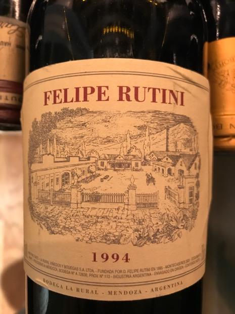 1996 Rutini Cabernet Sauvignon Felipe Rutini, Argentina, Mendoza, Valle ...