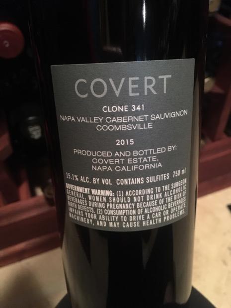 2015 Covert Estate Cabernet Sauvignon Clone 341, USA, California, Napa ...