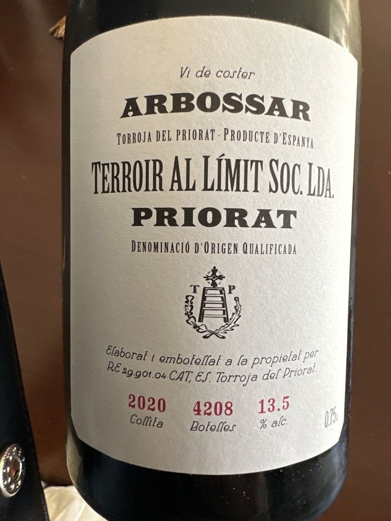 2020 Terroir Al Limit Soc. Lda. Priorat L'Arbossar, Spain, Catalunya ...