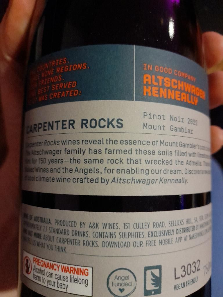 2022 Carpenter Rocks Pinot Noir, Australia, South Australia, Limestone ...