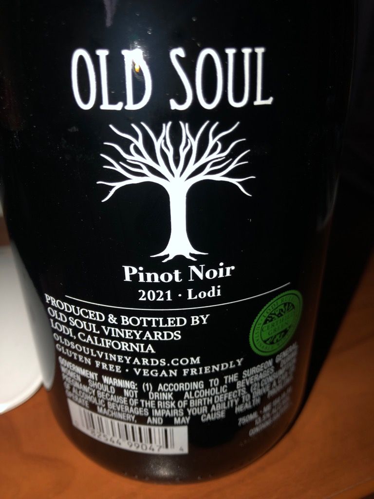 2021 Old Soul Pinot Noir, USA, California, Central Valley, Lodi ...