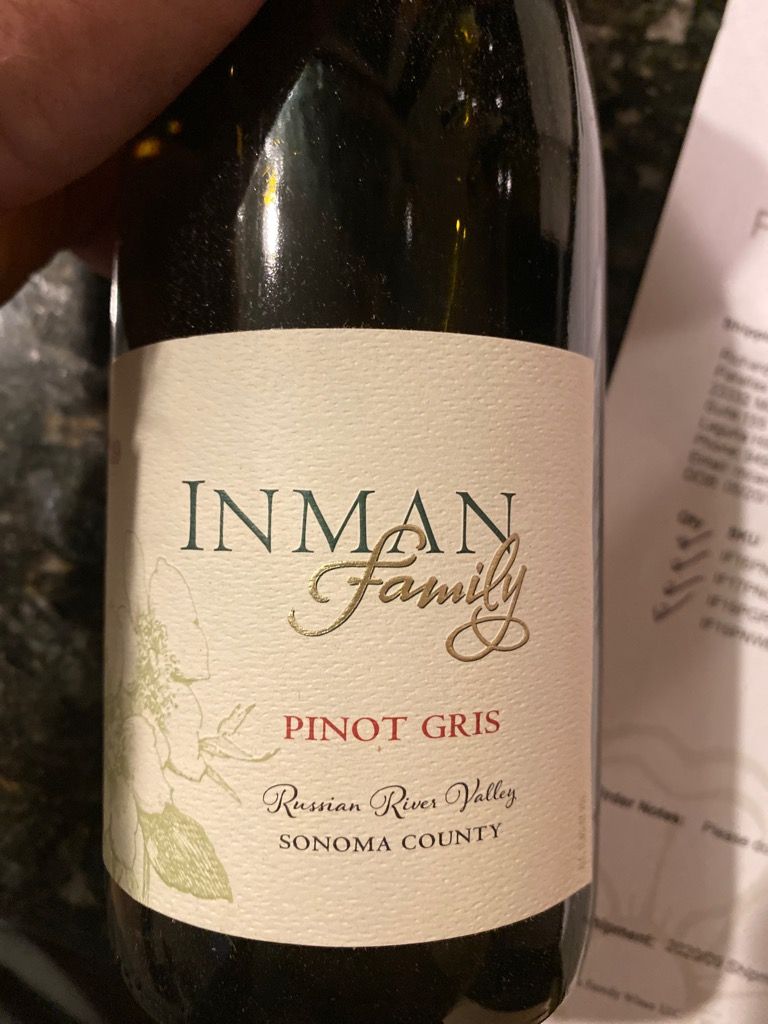 2019 Inman Family Pinot Gris, USA, California, Sonoma County, Russian ...