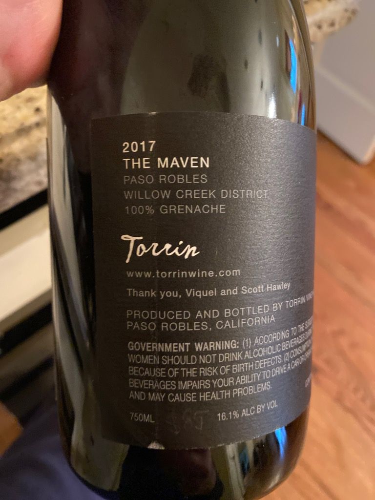2017 Torrin The Maven, USA, California, Central Coast, Paso Robles ...