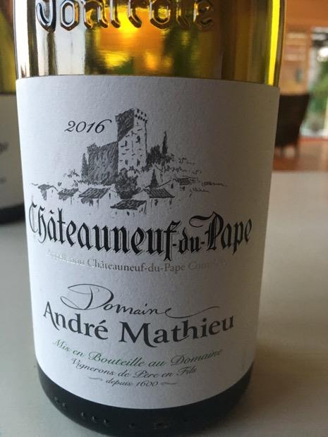 2016 Domaine André Mathieu Châteauneuf-du-Pape Blanc, France, Rhône ...