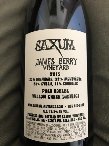 2015 Saxum Bone Rock James Berry Vineyard, USA, California, Central ...