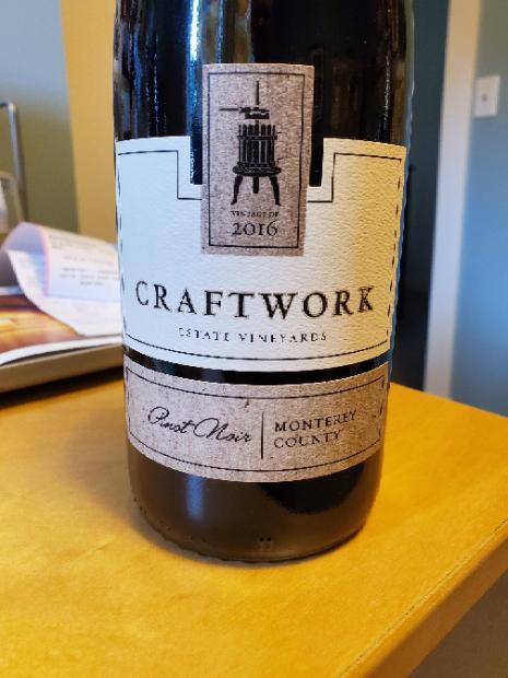 2016 Craftwork Pinot Noir, USA, California, Central Coast, Monterey ...