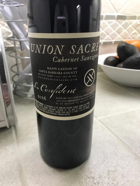 2016 Union Sacré Cabernet Sauvignon La Confidant, USA, California ...