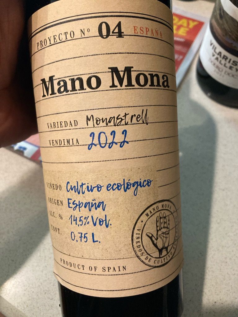 2022 Mano Mona Monastrell Proyecto N° 04 Orgánico, Spain - CellarTracker