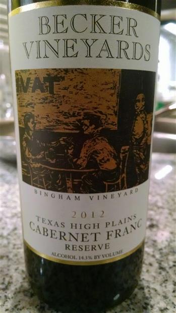 2017 Becker Vineyards Cabernet Franc Reserve Bingham Vineyard, USA ...