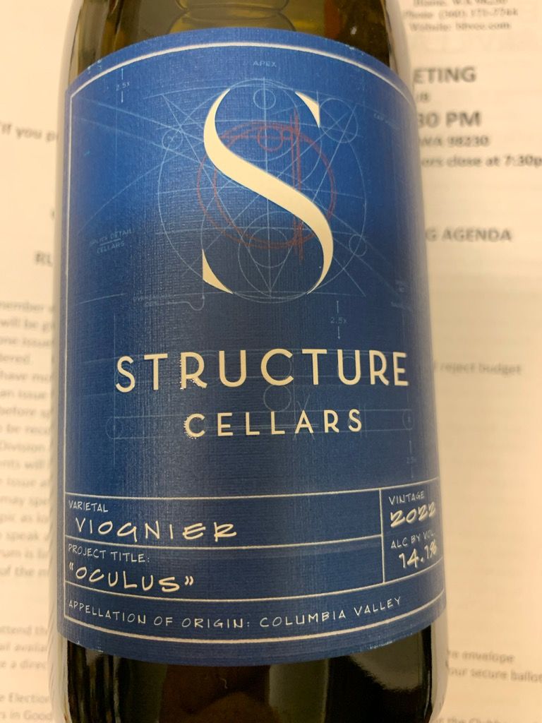 2022 Structure Cellars Viognier Oculus, USA, Washington, Columbia ...