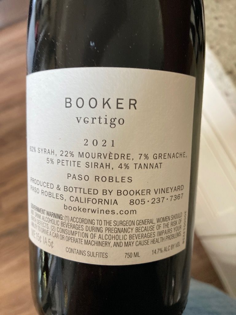 2021 Booker Vineyard Vertigo, USA, California, Central Coast, Paso ...