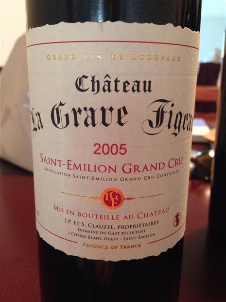 2005 Château La Grave Figeac, France, Bordeaux, Libournais, St. Émilion Grand Cru - CellarTracker