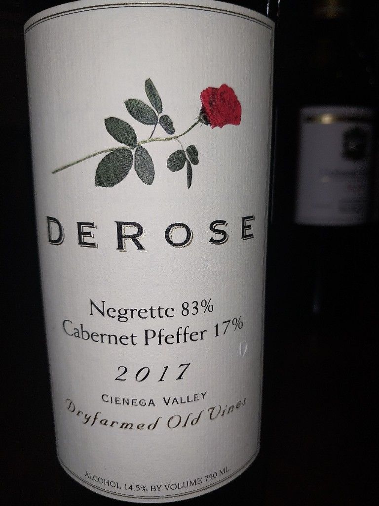 2017 DeRose Negrette 83% Negrette 17% Cabernet Pfeffer, USA, California ...