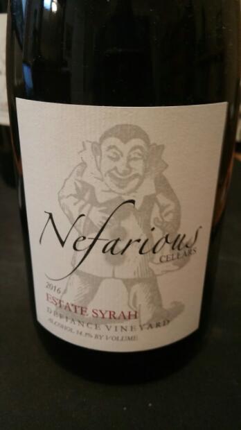 2016 Nefarious Cellars Syrah Estate Defiance Vineyard, USA, Washington ...