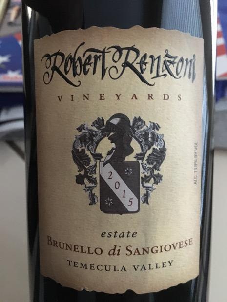 2015 Robert Renzoni Sangiovese Brunello di Sangiovese, USA, California ...