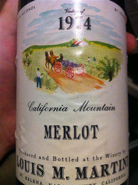 1973 Louis M. Martini Merlot, USA, California, North Coast - CellarTracker