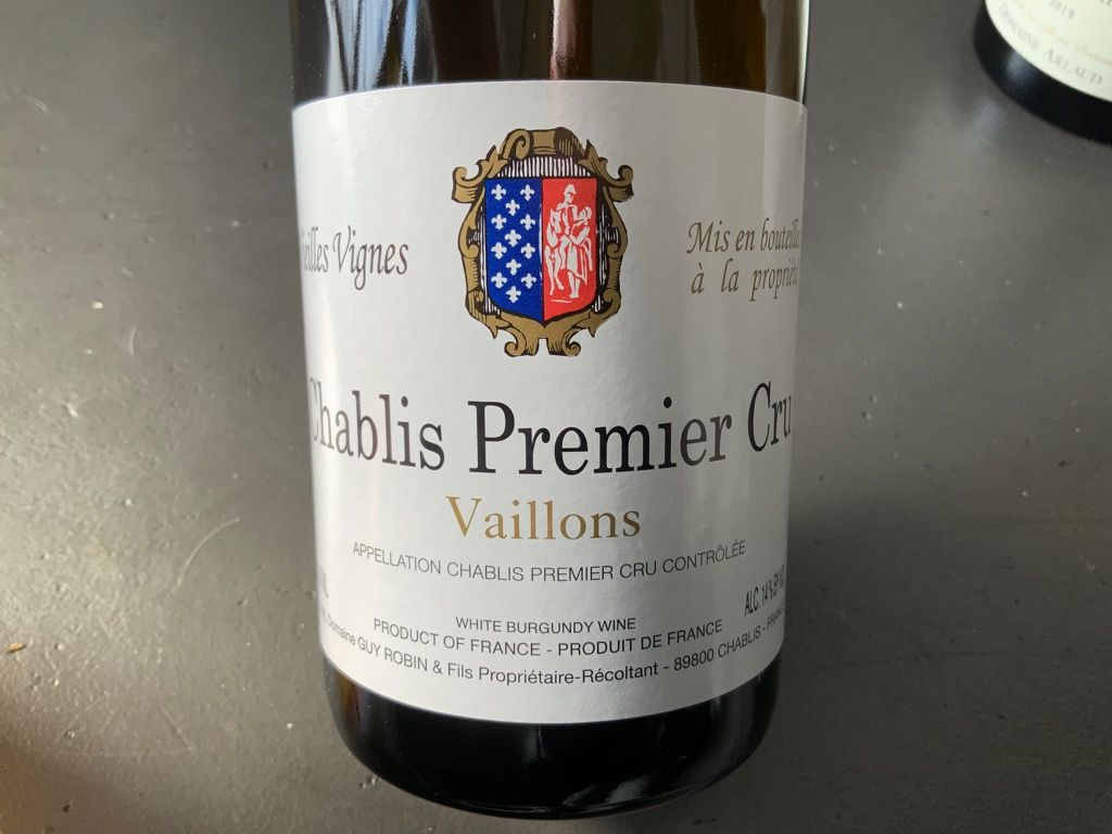 2019 Domaine Guy Robin et Fils Chablis 1er Cru Vaillons Vieilles Vignes ...