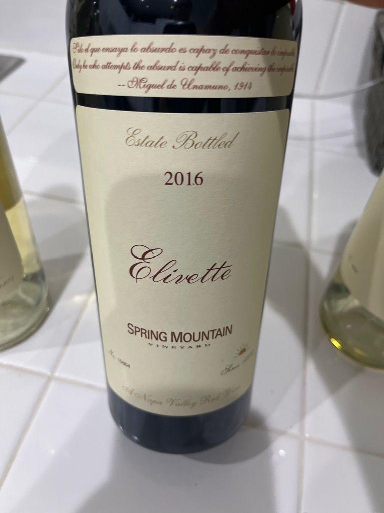 2016 Spring Mountain Vineyard Elivette, USA, California, Napa Valley ...