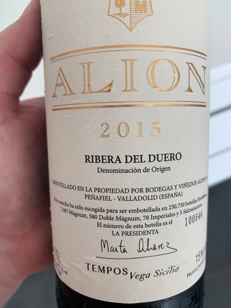 2015 Bodegas y Viñedos Alión Ribera del Duero, Spain, Castilla y León ...