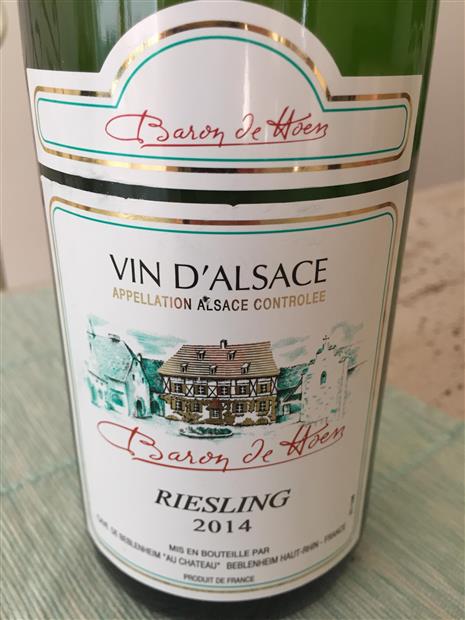 2021 Baron de Hoen Riesling, France, Alsace - CellarTracker