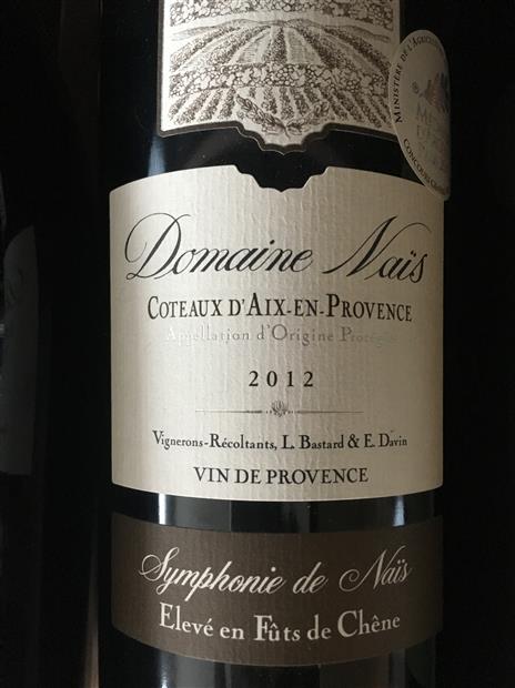 2018 Domaine Naïs Coteaux d'Aix-en-Provence symphonie de Naïs, France ...
