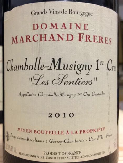 2011 Domaine Marchand Freres Chambolle-Musigny 1er Cru Les Sentiers ...