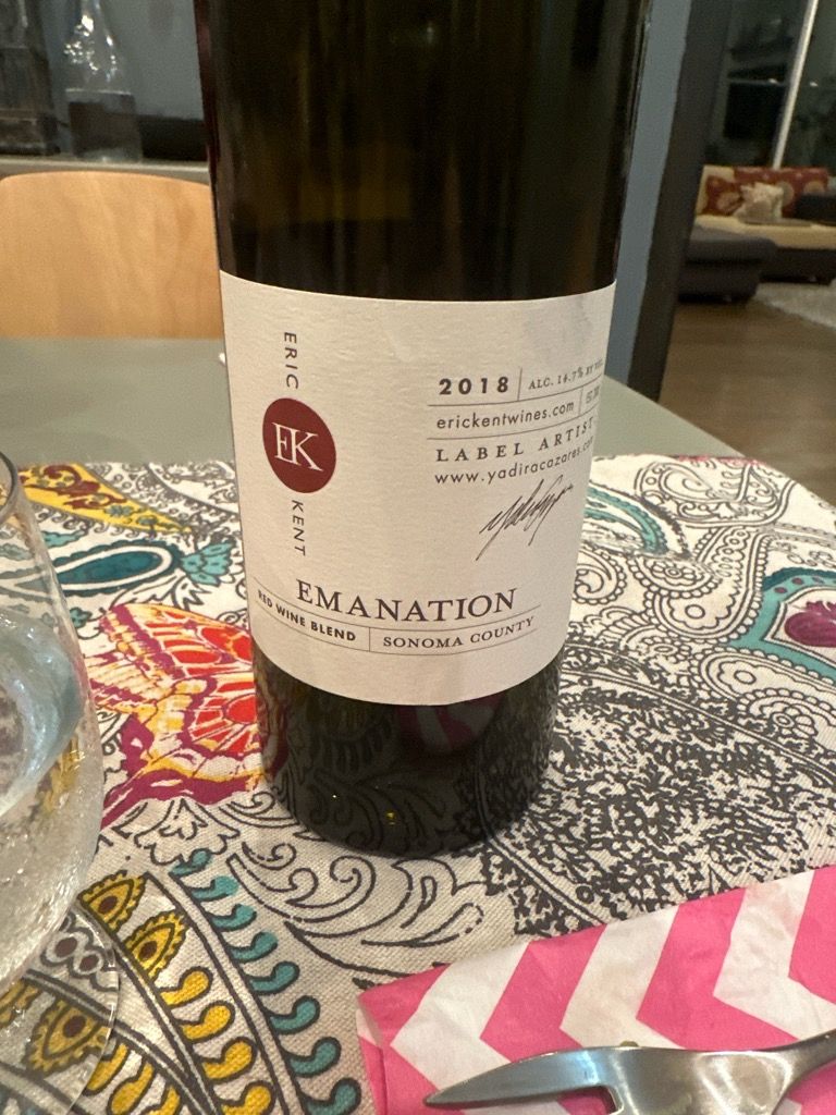 2018 Eric Kent Wine Cellars Emanation, USA, California, Sonoma County ...