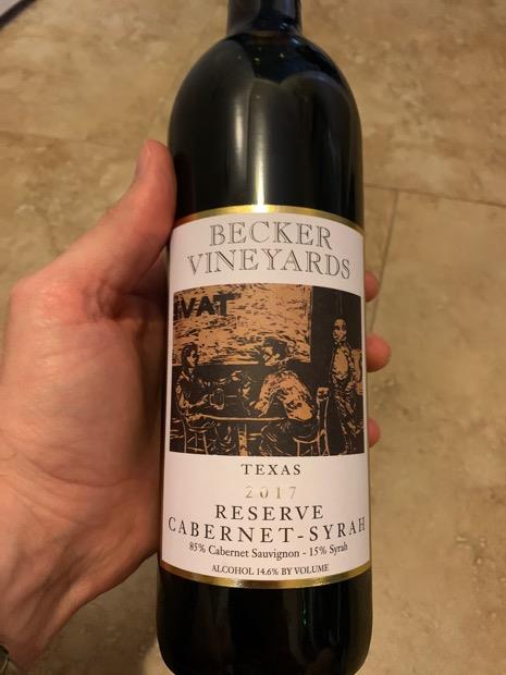 2016 Becker Vineyards Reserve Cabernet-Syrah, USA, Texas, Texas Hill ...