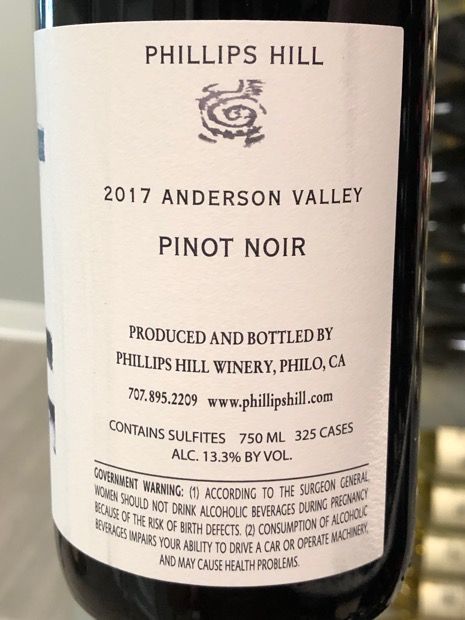 2017 Phillips Hill Pinot Noir Anderson Valley, USA, California, North ...