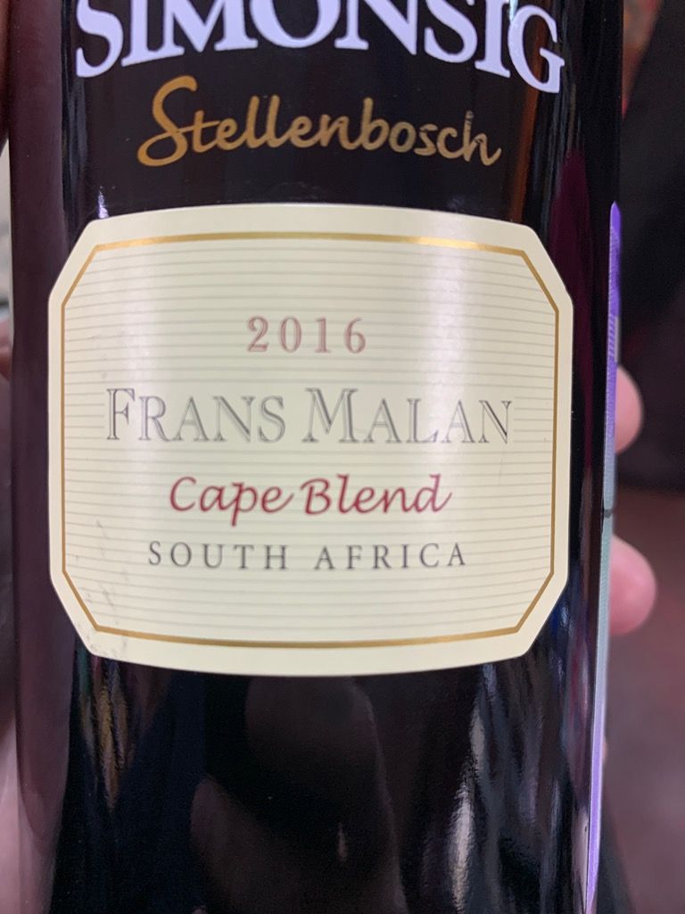 2017 Simonsig Frans Malan, South Africa, Coastal Region, Stellenbosch ...