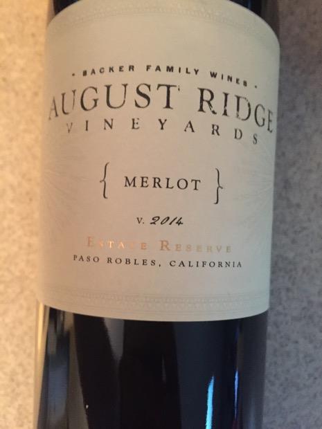 2014 August Ridge Merlot, USA, California, Sonoma County, Sonoma Coast ...