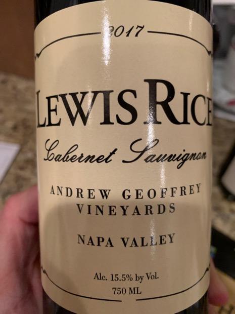 2017 Lewis Rice Cabernet Sauvignon Andrew Geoffrey Vineyards, USA ...