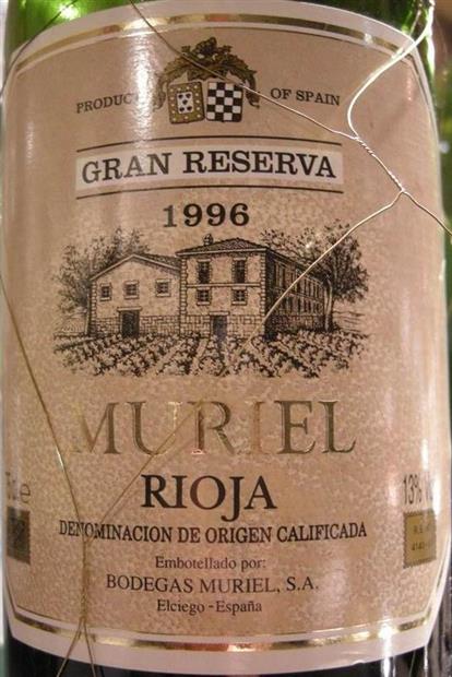 1996 Bodegas Muriel Rioja Gran Reserva, Spain, La Rioja, Rioja ...