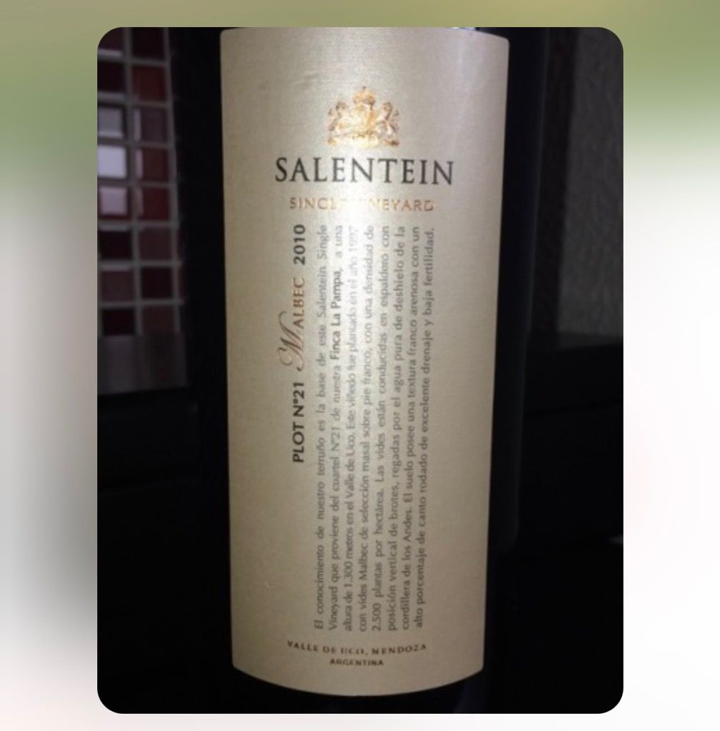 2010 Bodegas Salentein Malbec Finca La Pampa, Argentina, Mendoza, Valle ...