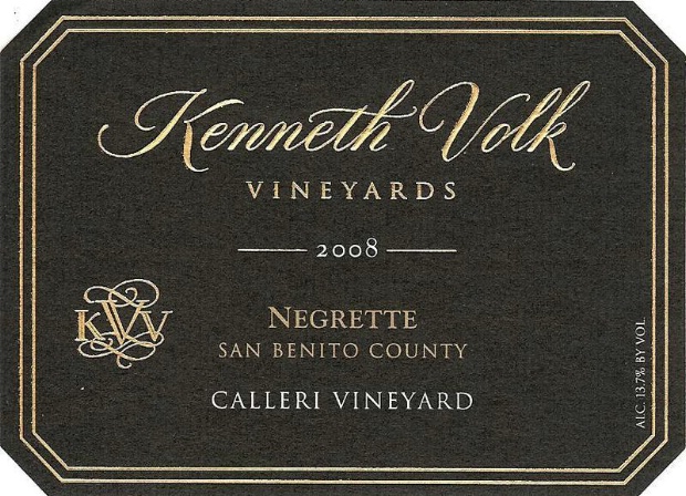 2008 Kenneth Volk Negrette Calleri Vineyard, USA, California, Central ...