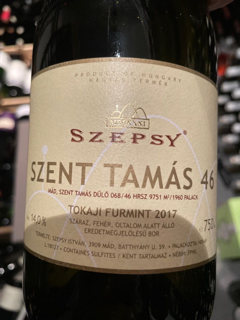 2017 István Szepsy Furmint Tokaji Szent Tamás 46, Hungary, Tokaji ...