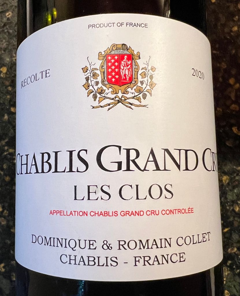 2020 Dominique & Romain Collet Chablis Grand Cru Les Clos, France ...