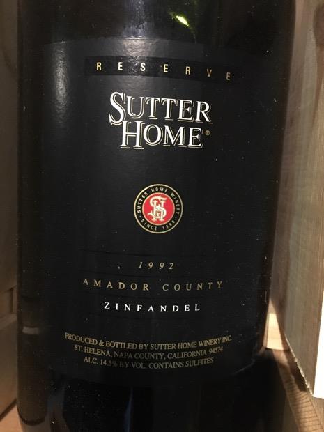1990 Sutter Home Winery Zinfandel Amador County, USA, California ...
