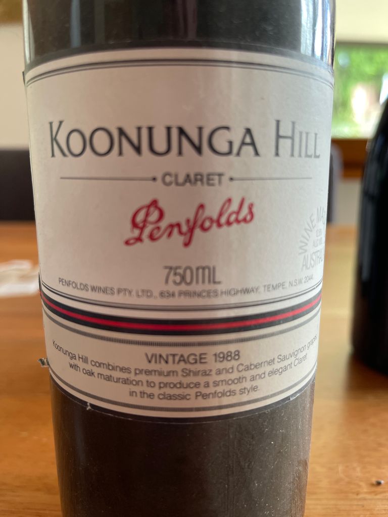 1990 Penfolds Koonunga Hill Claret, Australia, South Australia ...