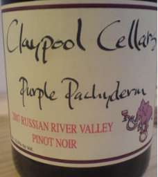 2007 Claypool Cellars Pinot Noir Purple Pachyderm Hurst Vineyard ...