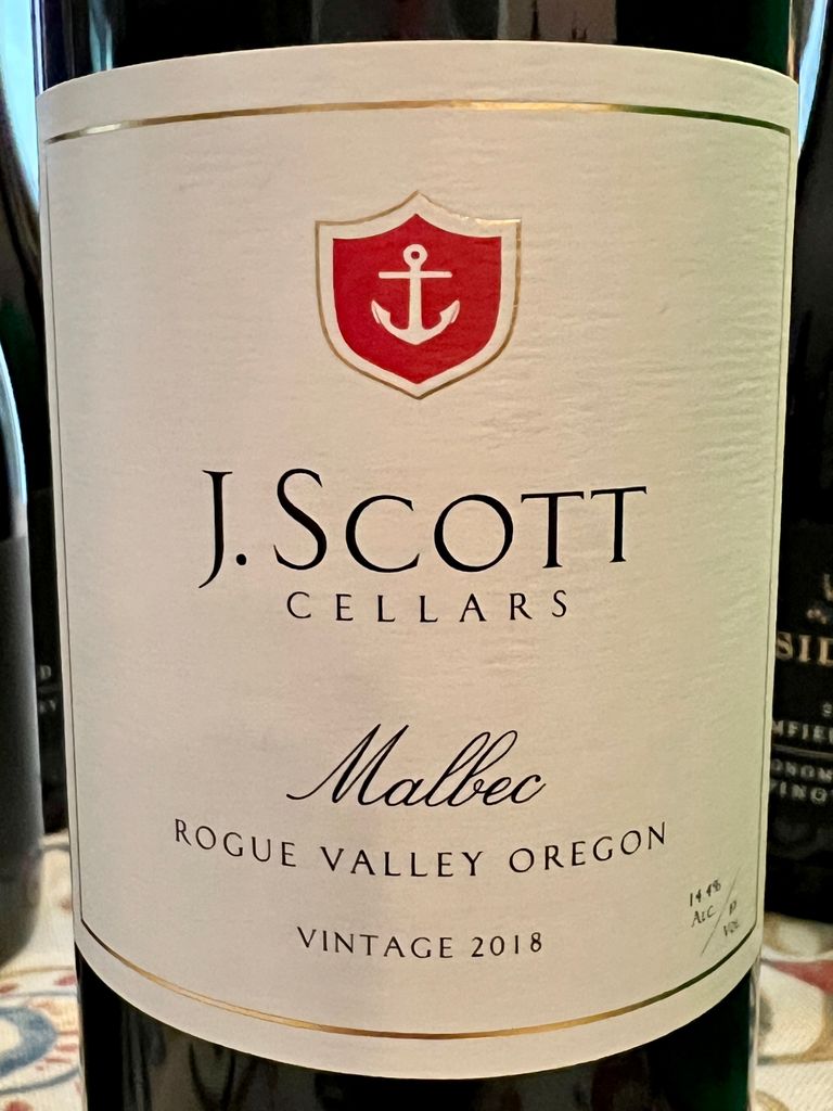 2019 J. Scott Cellars Malbec, USA, Oregon, Southern Oregon, Rogue ...