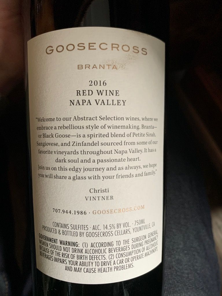 NV Goosecross Cellars Branta, USA, California, Napa Valley, Yountville ...