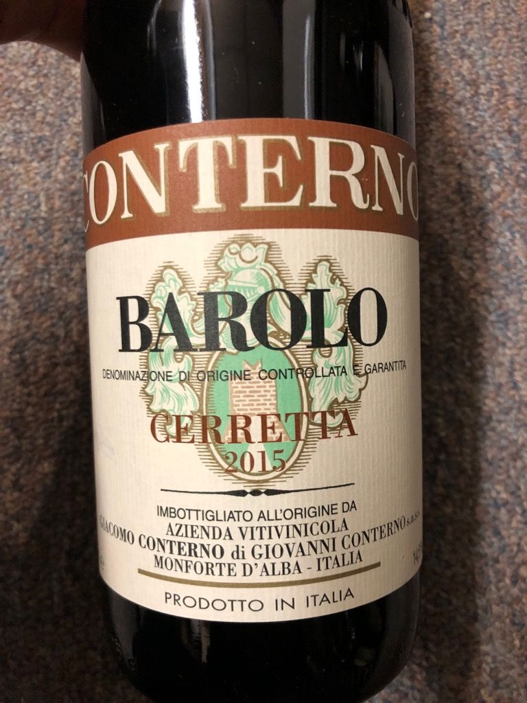 2015 Giacomo Conterno Barolo Cerretta, Italy, Piedmont, Langhe, Barolo ...
