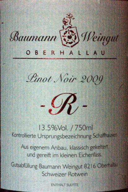 2009 Baumann Weingut Pinot Noir -R-, Switzerland, Eastern Switzerland ...